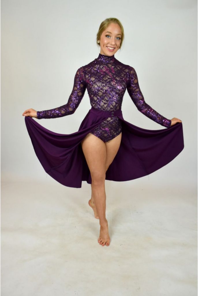 Purple Sequin Lace Leotard With Split Skirt The Costume Closet